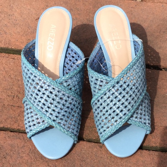 Arezzo | Shoes | New Arezzo Brazilian Blue Woven Cork Sandals | Poshmark